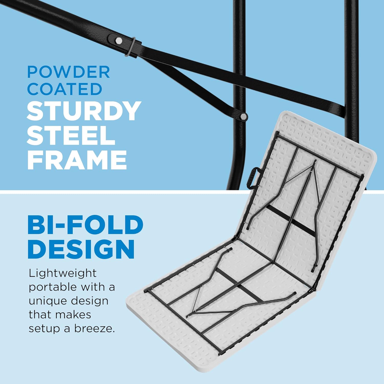 Outdoor folding table 4/5/6FT Foldable Banquet Table Portable camping ...