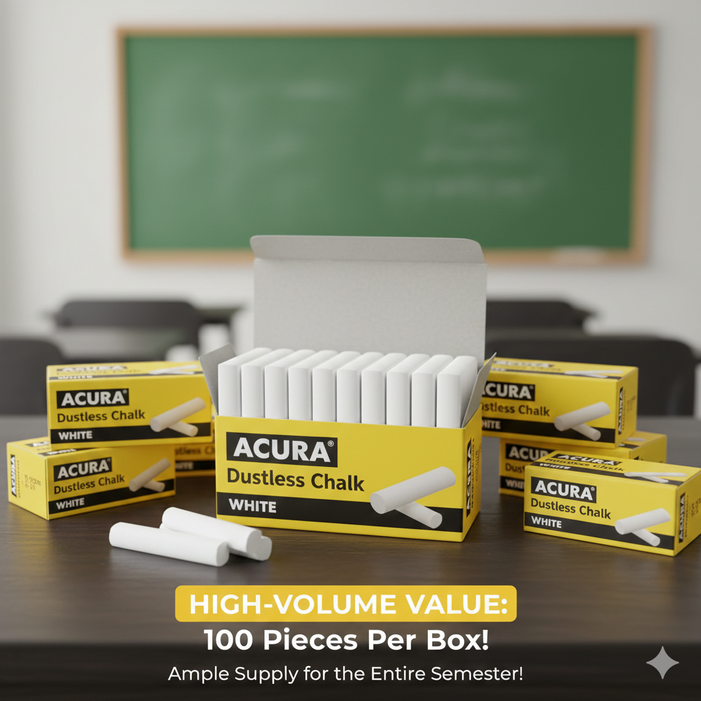 Acura Dustless Chalk White (100 Pcs / 10mm Thick) | Premium, Non-Toxic ...
