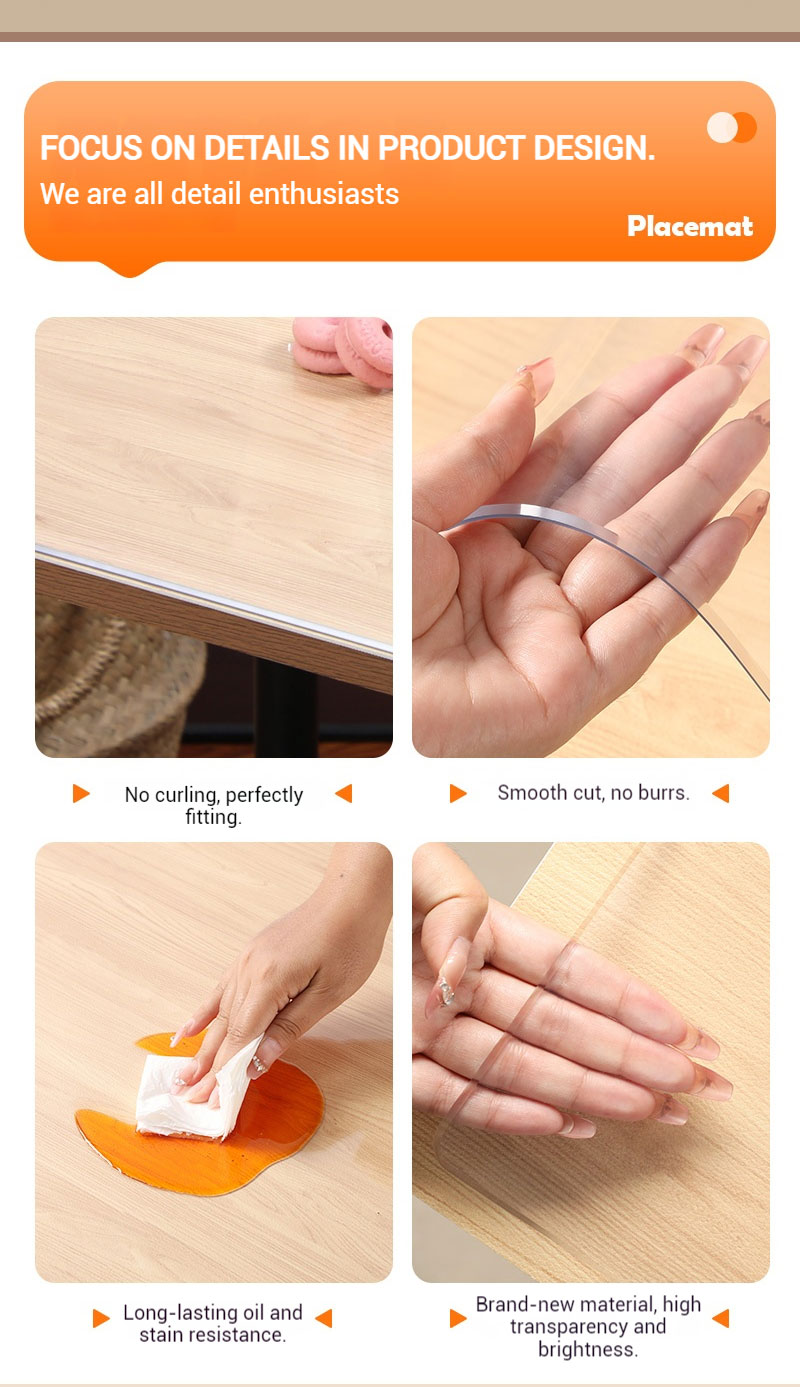 2-12 seater Transparent PVC Tablecloth Heat Resistant Non-toxic ...