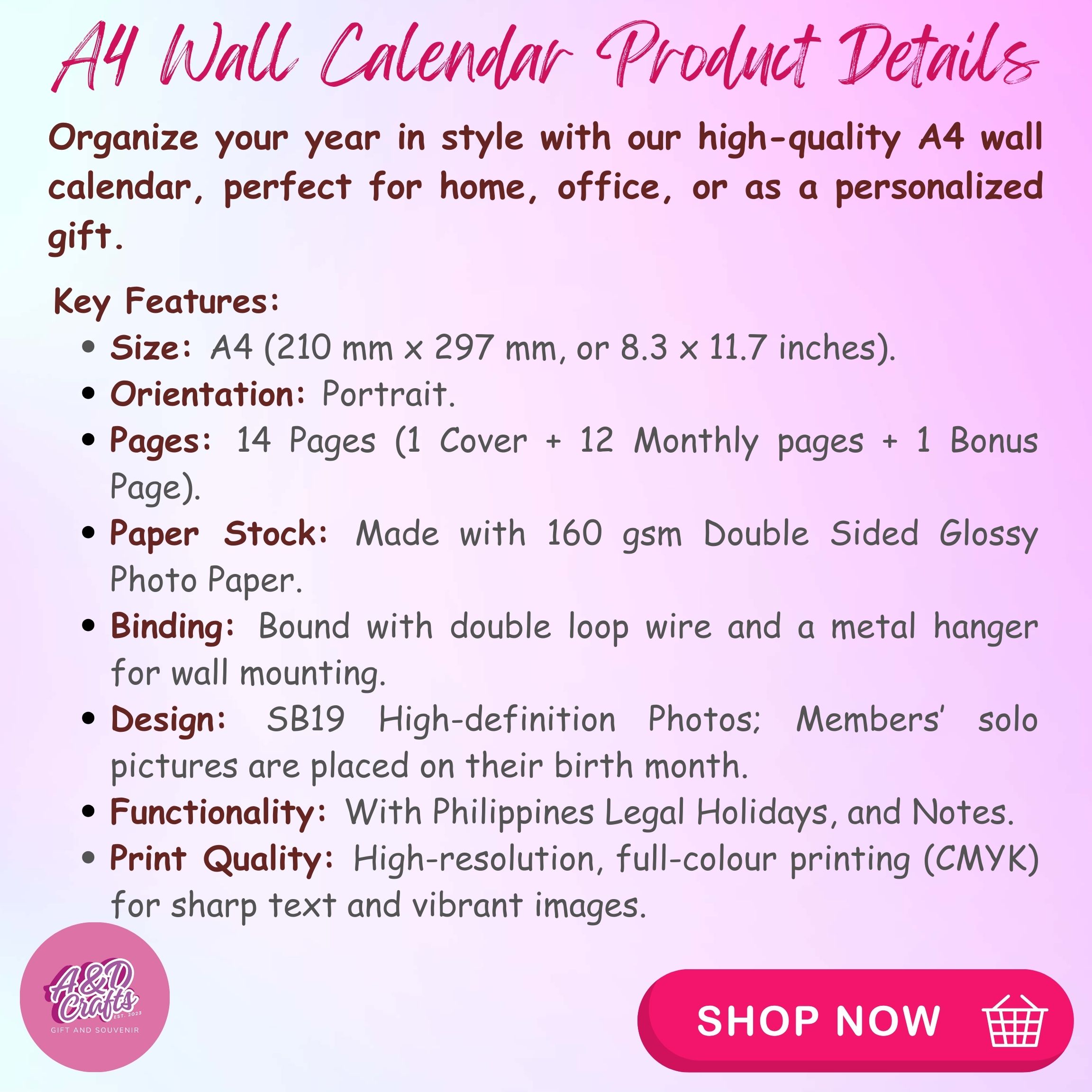 SB19 | Wall Calendar | A4 Size | SAW Photos | Shopee Philippines