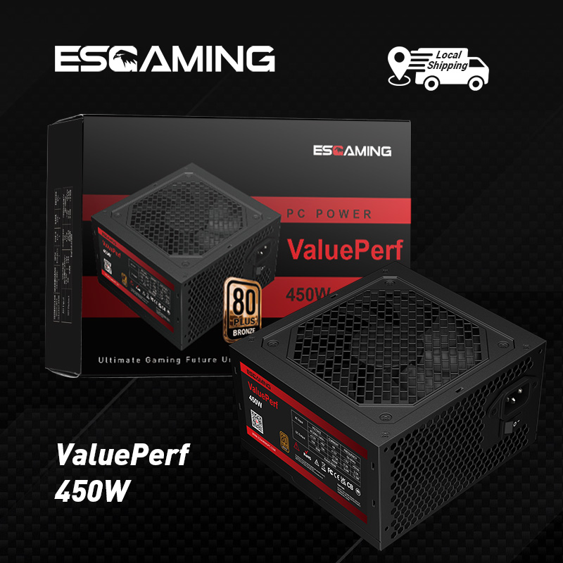 Esgaming Computer ATX 450W 550W PSU True Rated 80 Plus Bronze Certified ...