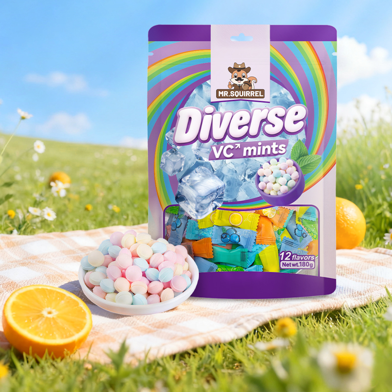 Mr.Squirrel Snacks Mint Candy Mixed Fruit Flavored Sweet Hard Candies ...