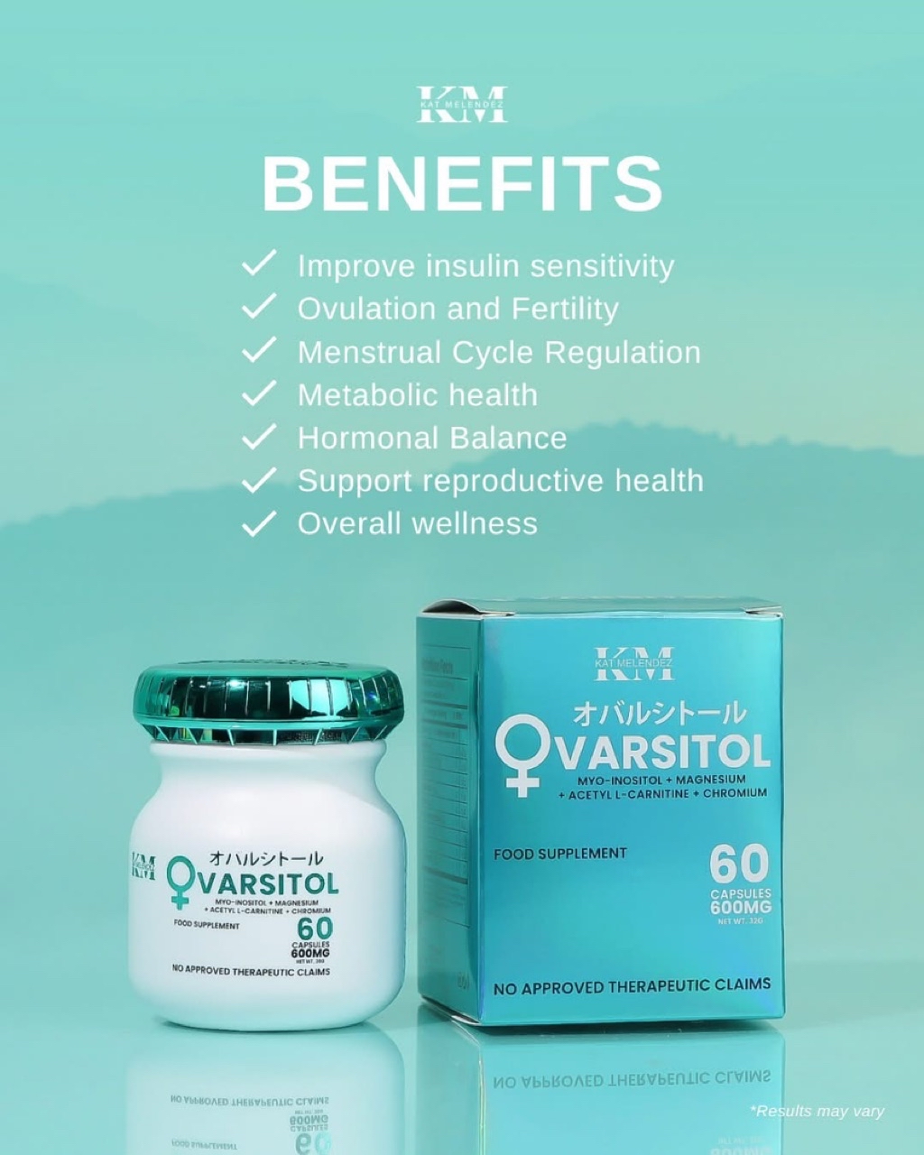 KM OVARSITOL Myo Inositol Food Supplement Probiotics Magnesium PCOS ...