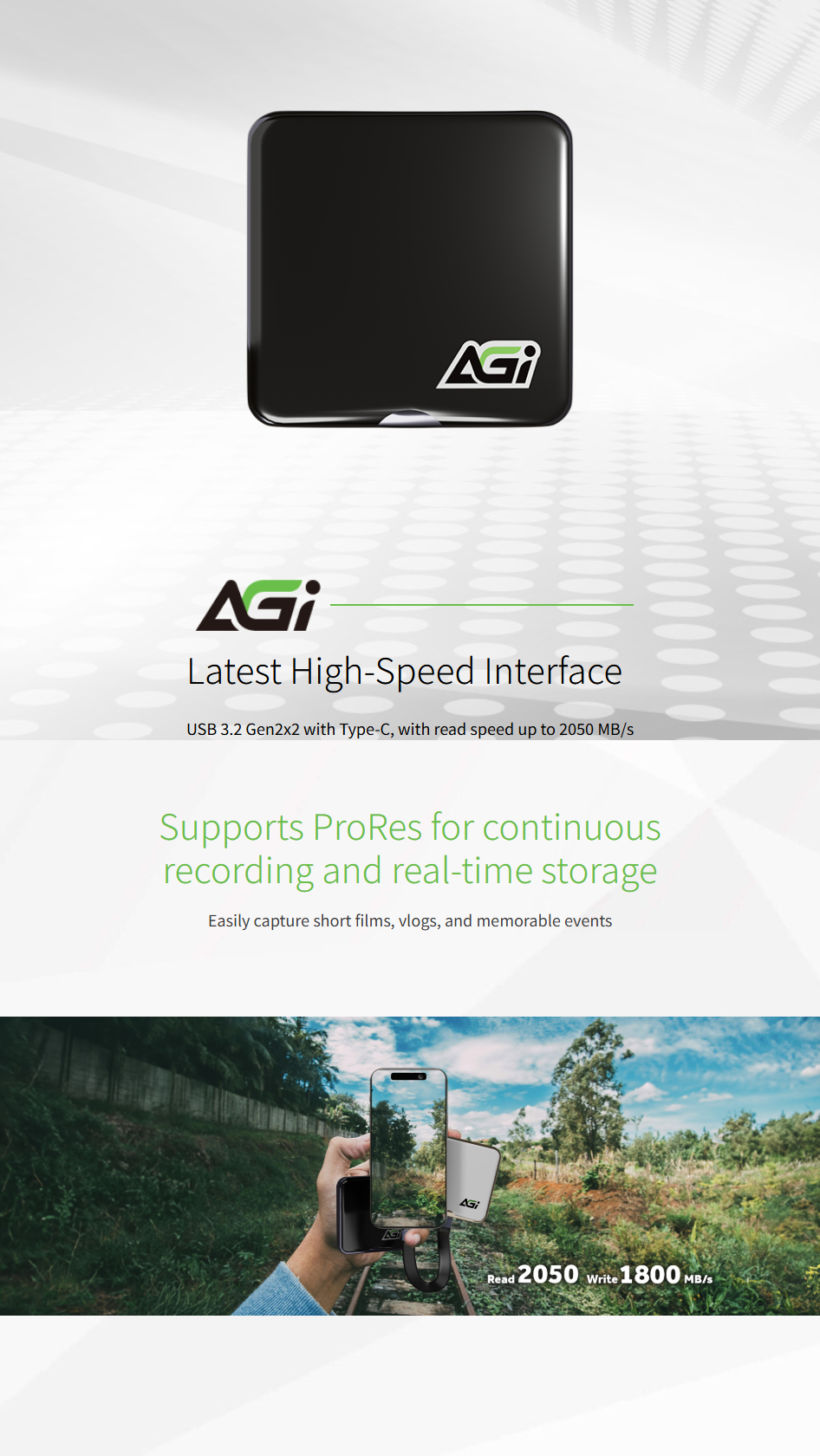 AGI EDM38 1TB | 2TB Magnetic Slim Design Portable External SSD ...