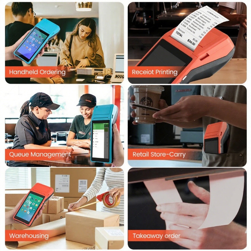 PDA Thermal Handheld Bluetooth Printer Android 12.0 POS Receipt 1D2D ...