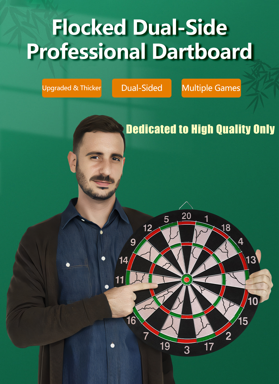 Dart board set-thick flocking material double-sided 6-pin dart board ...