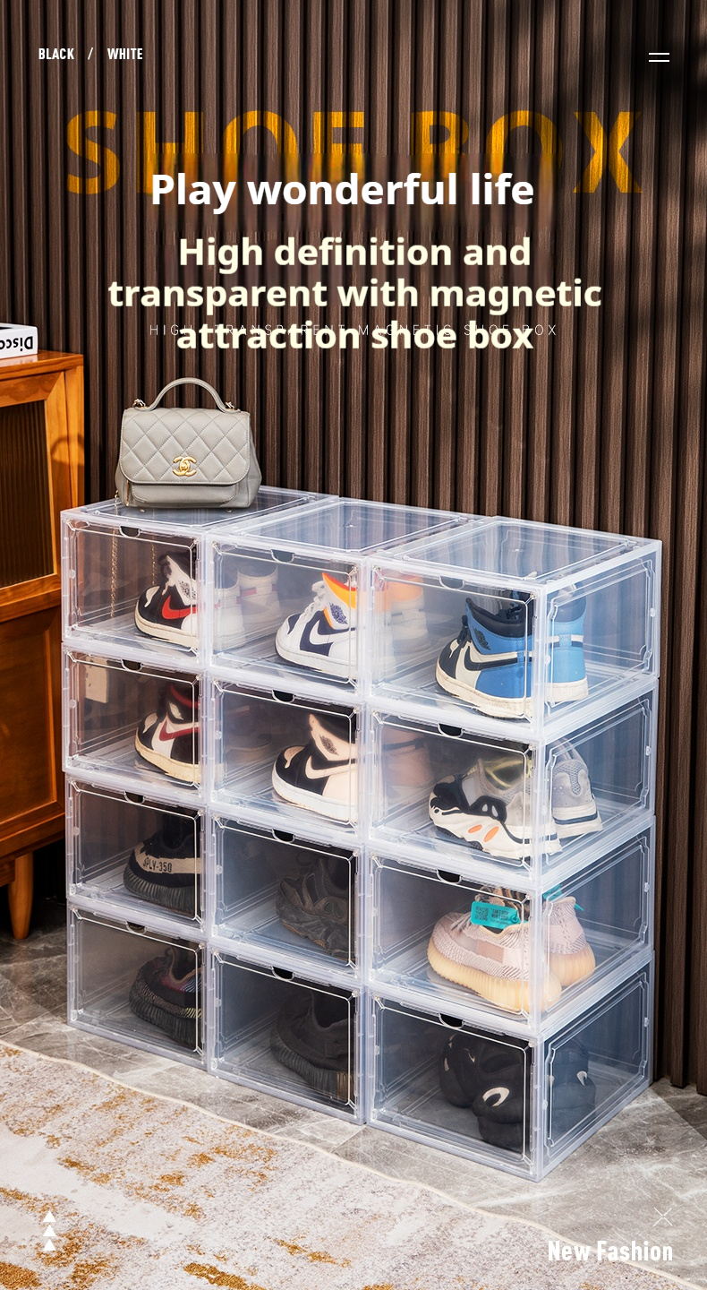 Large Size Shoe Box Acrylic shoe box MAGNETIC Stackable Box Storage ...