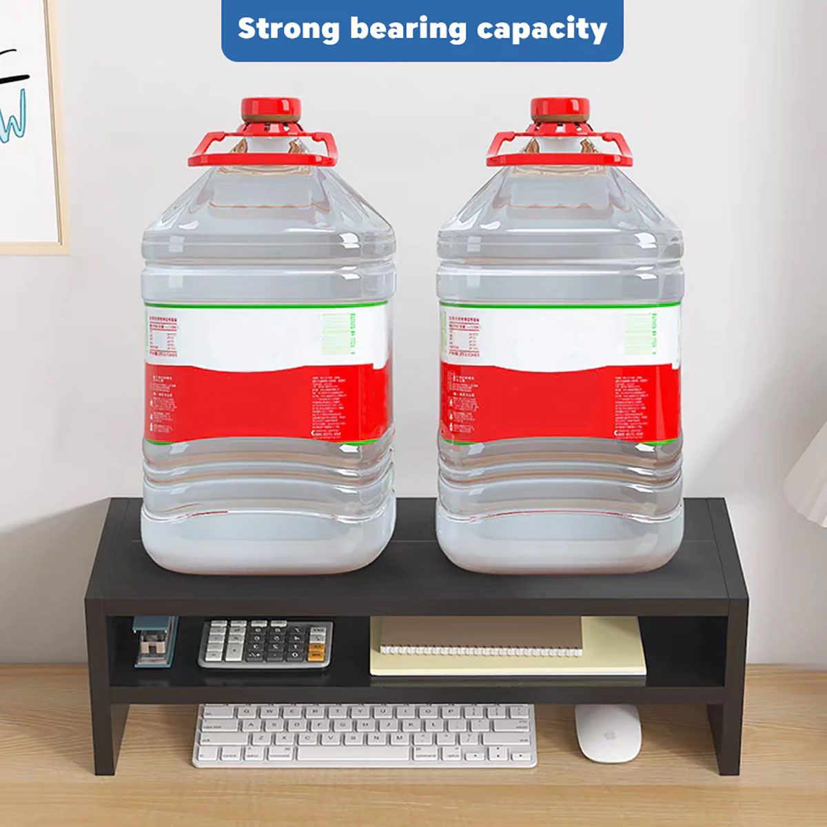 Classic Wooden Monitor Stand Dual-Layer Desktop Riser for Computer ...