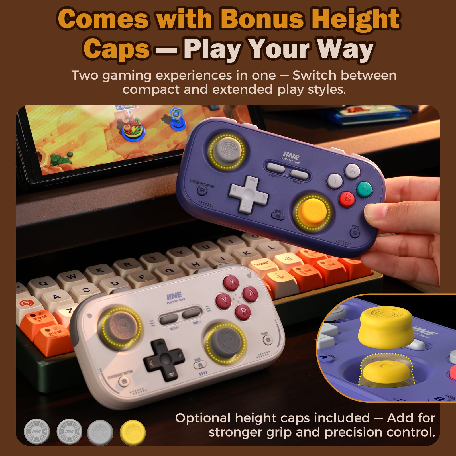 IINE Palm-Sized Retro Chronos Controller for Nintendo Switch (Grey ...