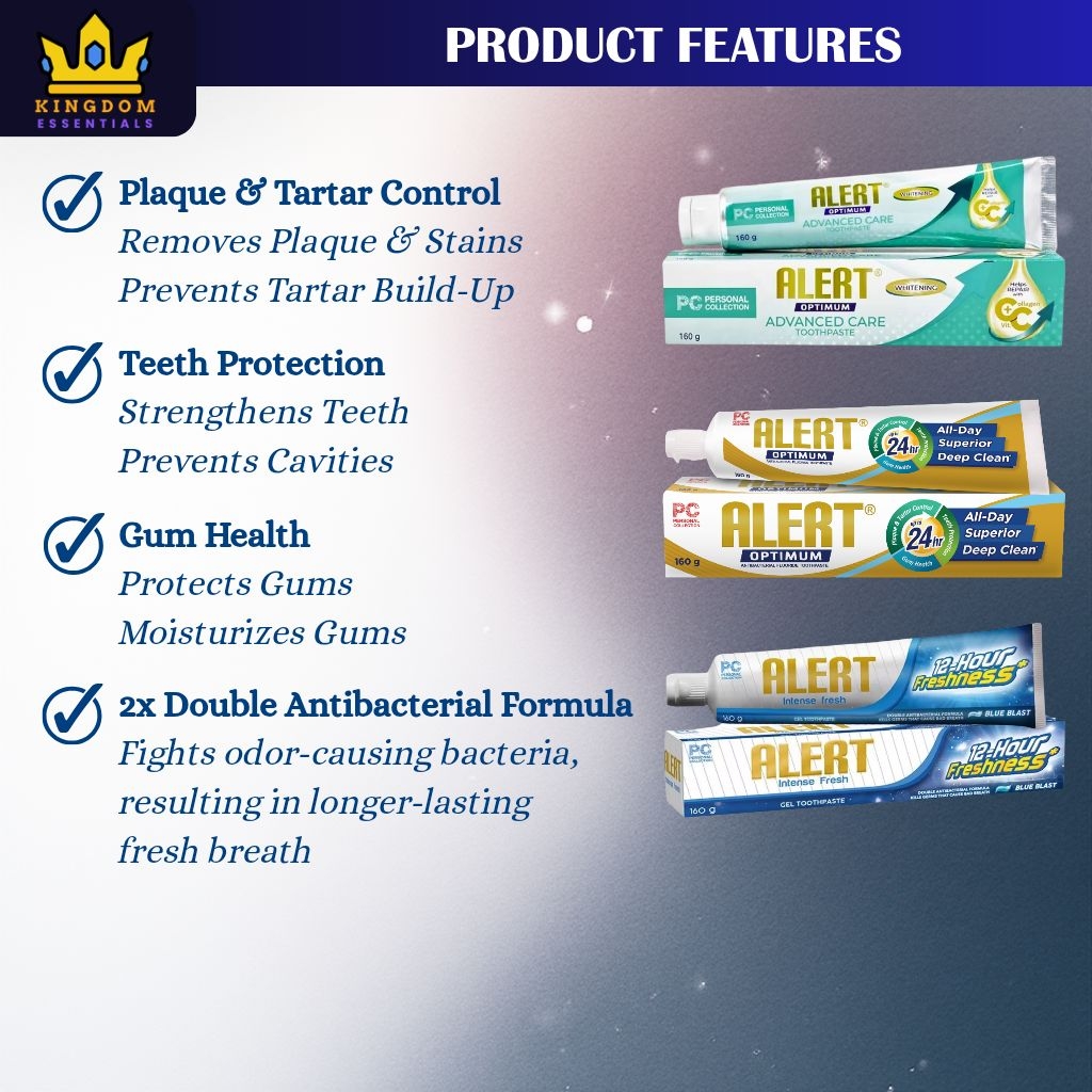 Alert Toothpastes 160g/214g (Intense Fresh, Anticavity, Optimum ...
