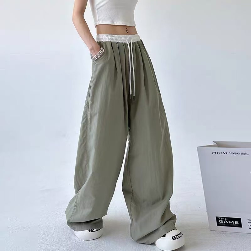 Men'sloose and lazy fashionable sports pants Navy blue baggy pants wide ...