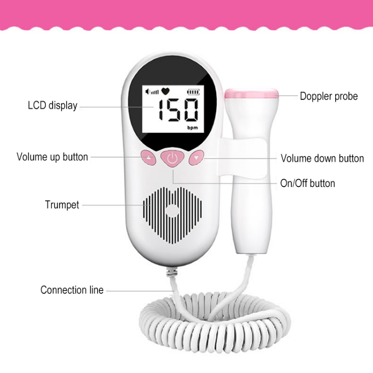 Baby Heart Monitor Portable Fetal Doppler LCD Screen Affordable Medical ...