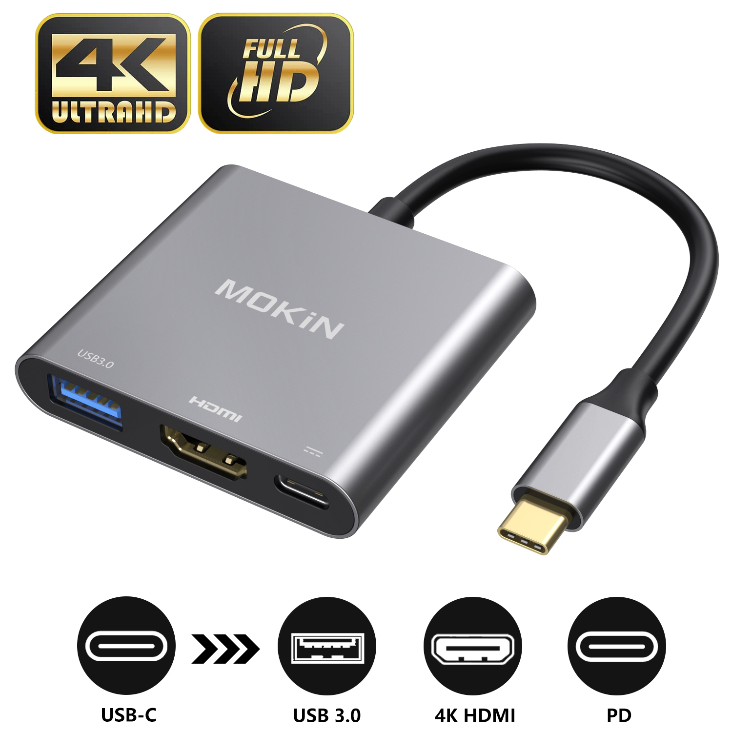 MOKiN 3 in 1 Multiport USB C Adapter to HDMI +USB3.0+PD - PH | Shopee ...