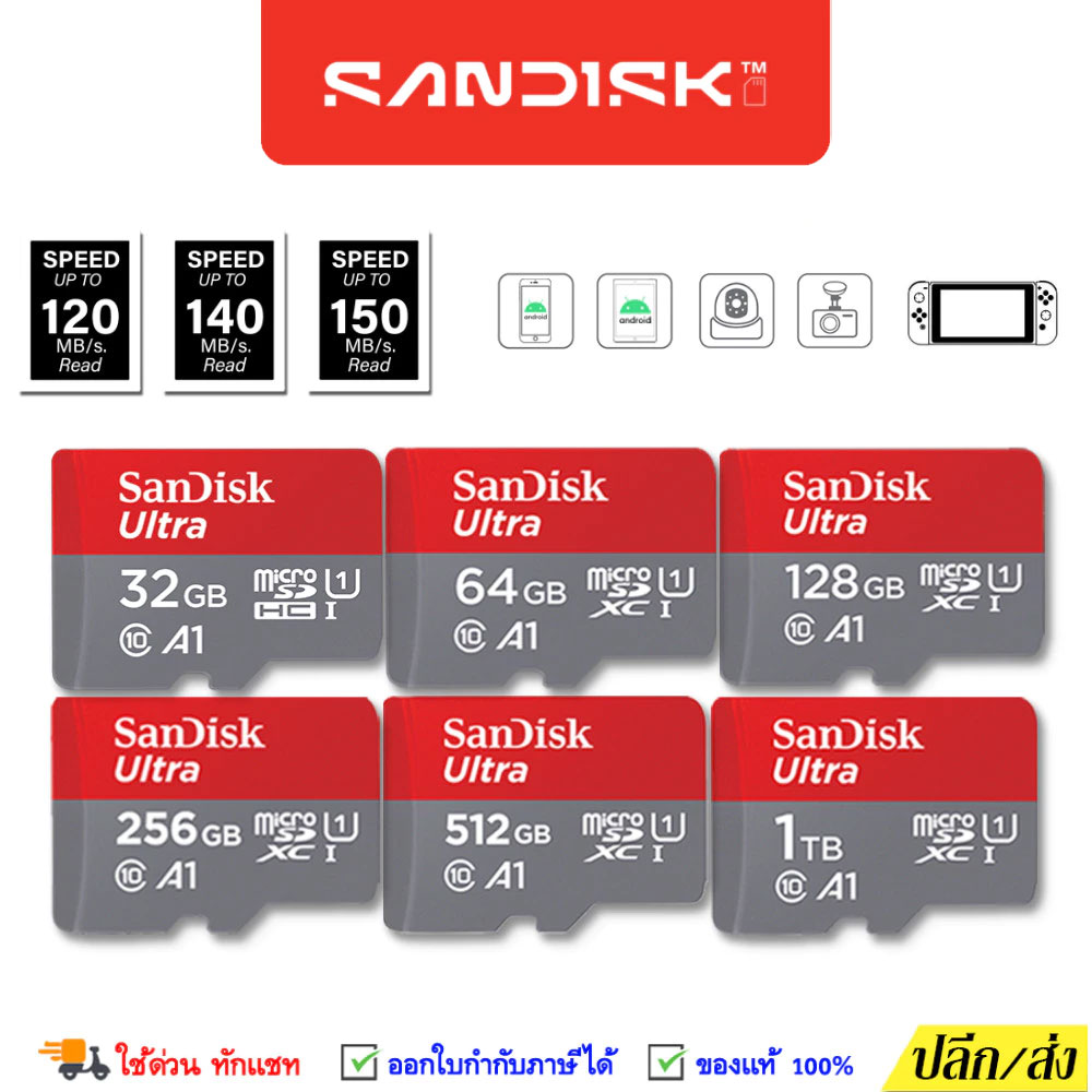 SanDisk Ultra 128GB SD Card 256GB 64GB 32GB 16GB 512GB 1TB Memory Card ...
