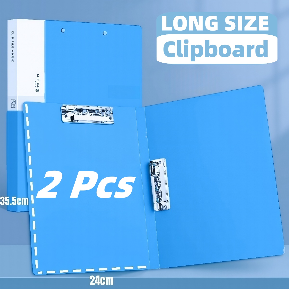 2Pcs Clipboard File Folder With Spring Clip Long Size PP Cover Double ...