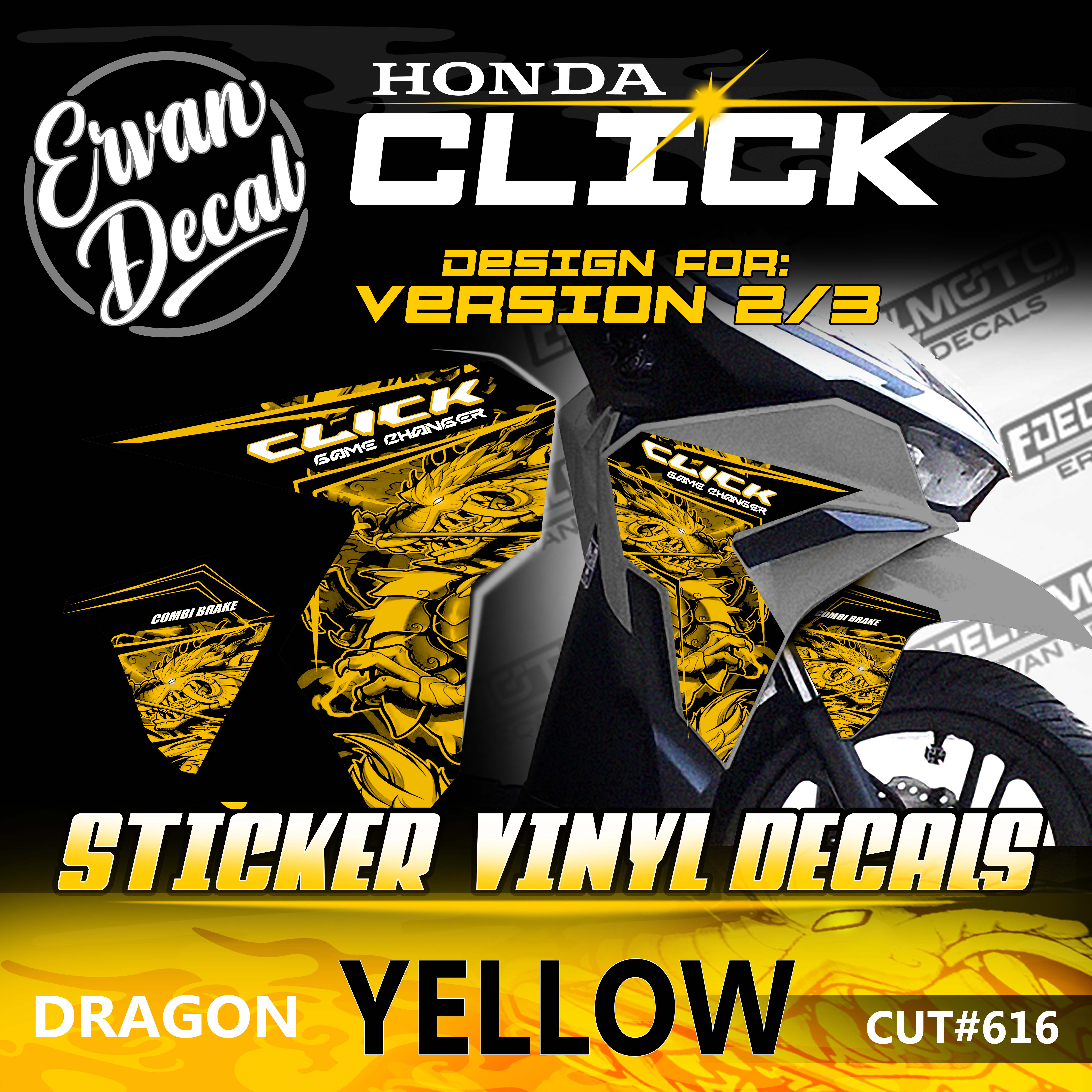 HONDA CLICK 125i VERSION 3 SIDE FAIRING STICKER DECAL DRAGON DESIGN ...