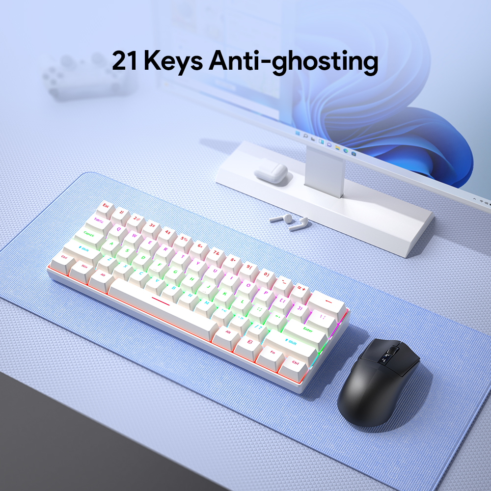ZIFRIEND H61K 61Keys Wired Mechanical Keyboard Rainbow Backlight Blue ...