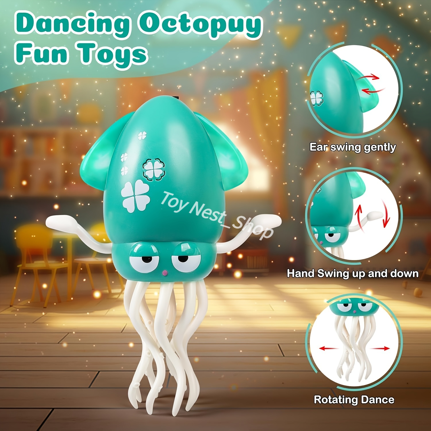 Dancing Octopus Toy Electric Escape Octopus with LED Lights Music ...