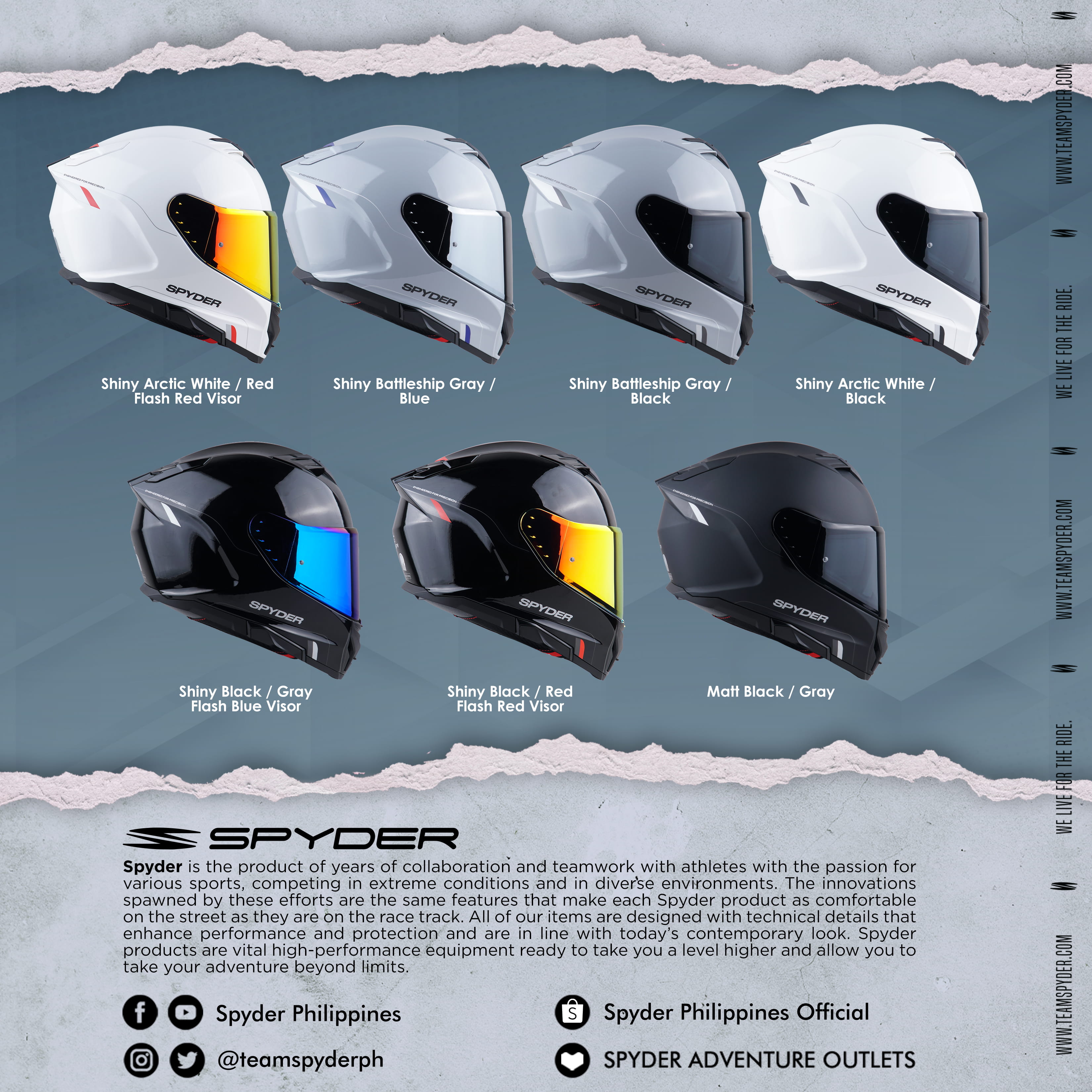 Spyder RAVEN PD S0 V2 Full Face Dual Visor Motorcycle Helmet | ECE ...