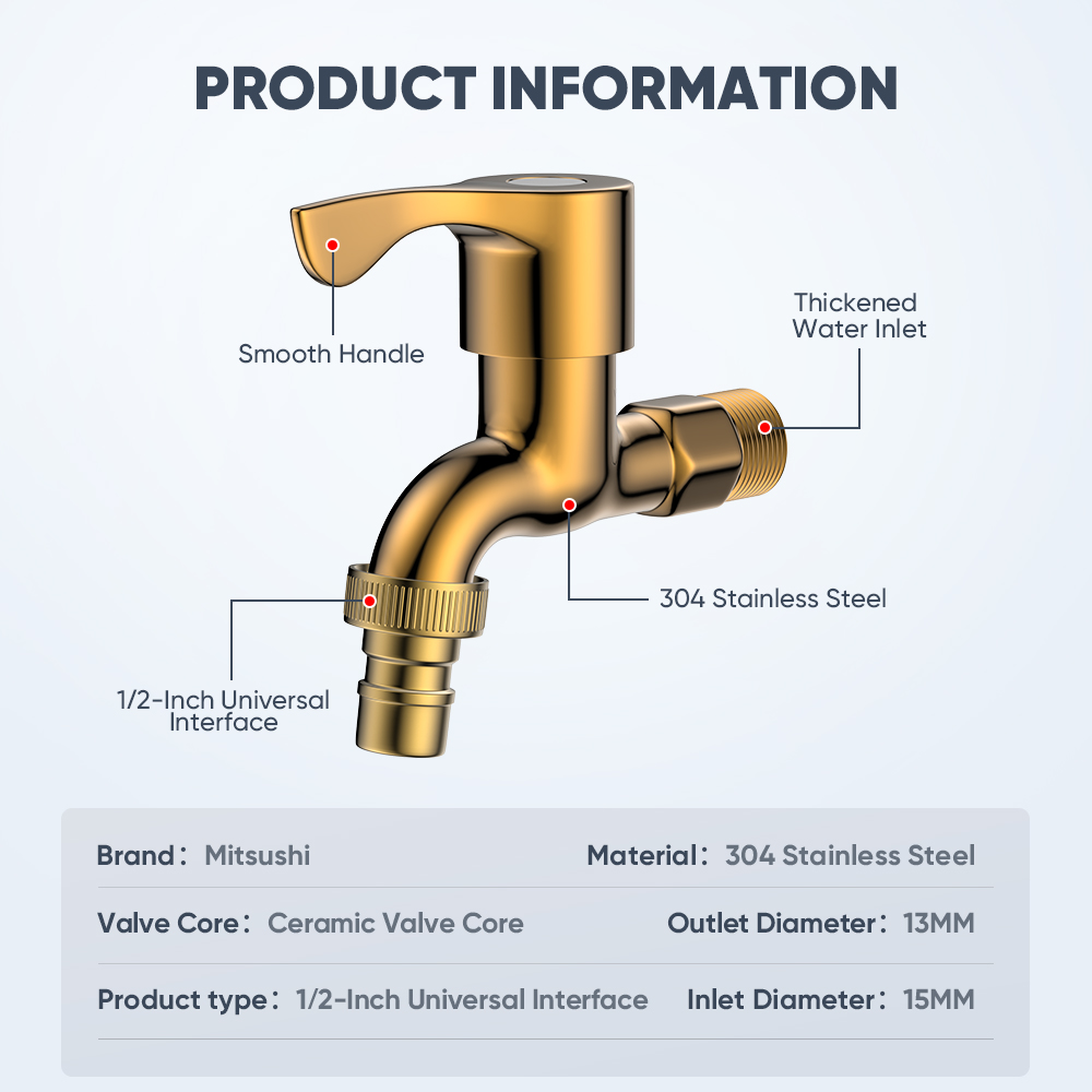 Mitsushi 304 Stainless Steel Faucet High-Quality One Way/Two Way Faucet ...