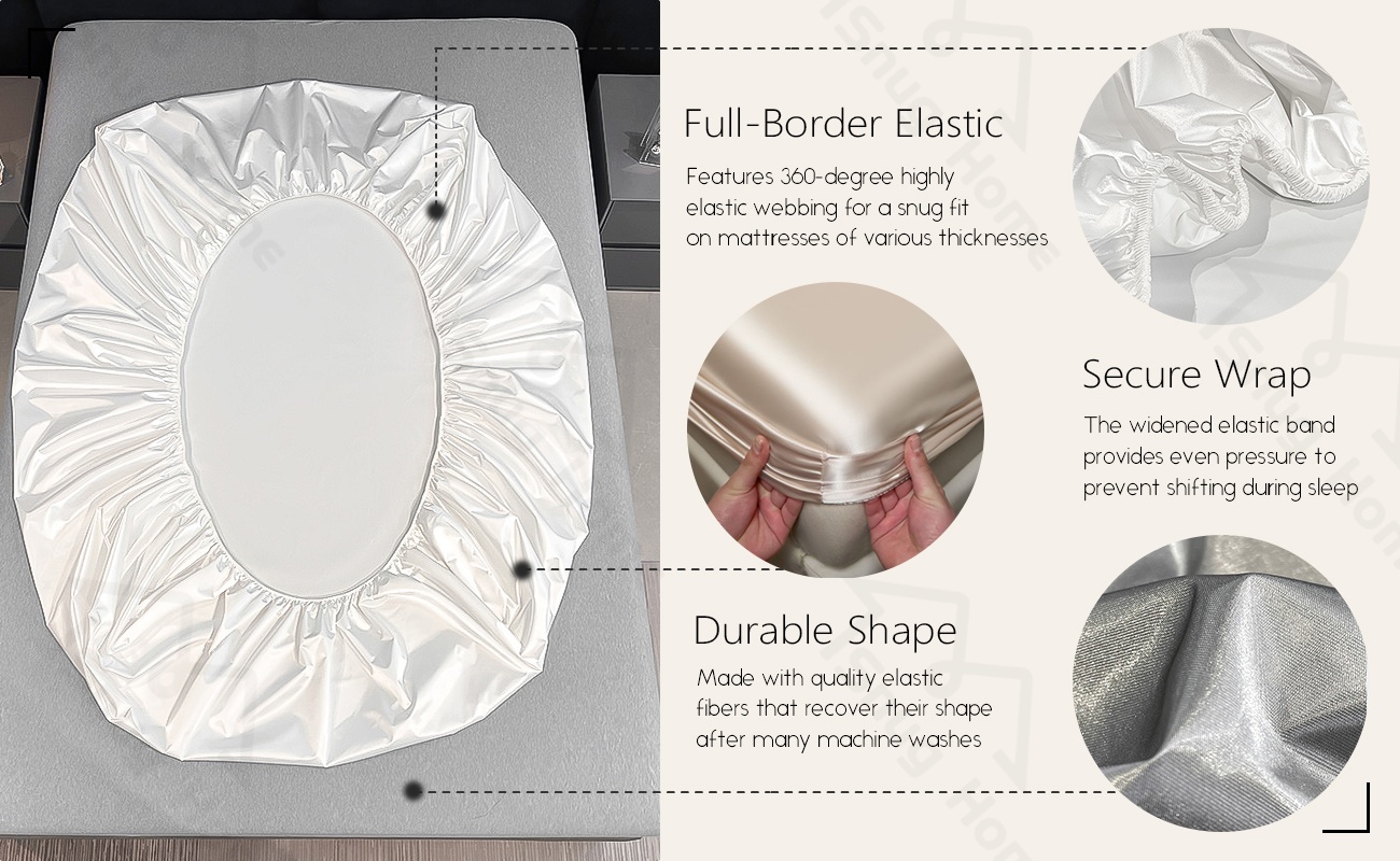 Bedsheet Satin Silk Bedsheets Soft Cooler Bed Fade Resistant Bed Sheet ...