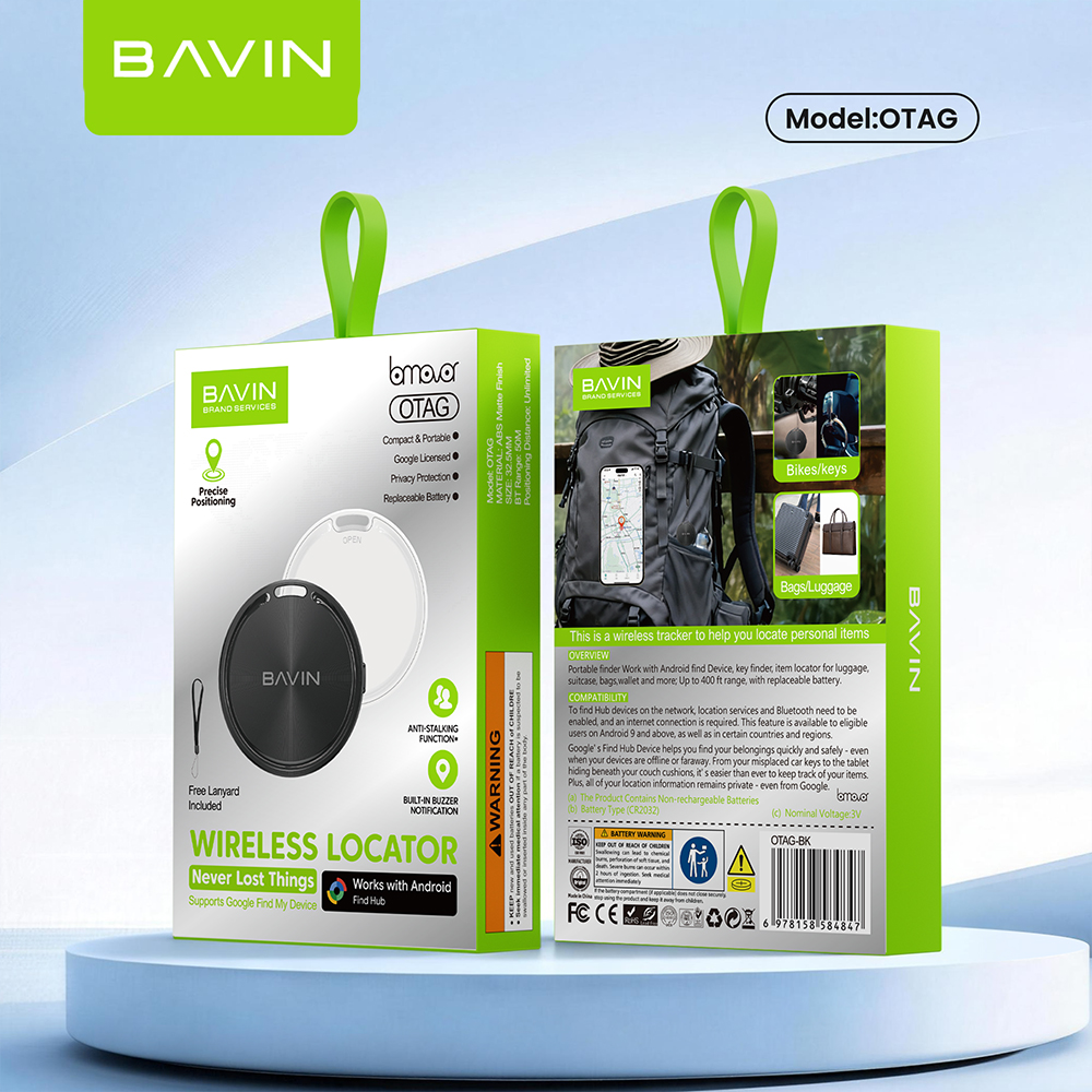 BAVIN OTAG Smart Wireless Bluetooth Locator Finder w/ Lanyard & Built ...