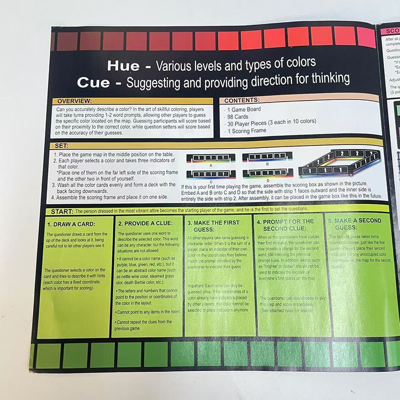 HUES AND CUES - Colorful clues riddles game cards for family board ...