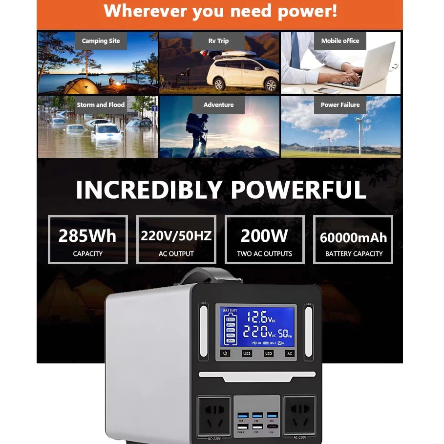 Portable Power Station 288000mAh 500W: Solar Generator for Camping ...