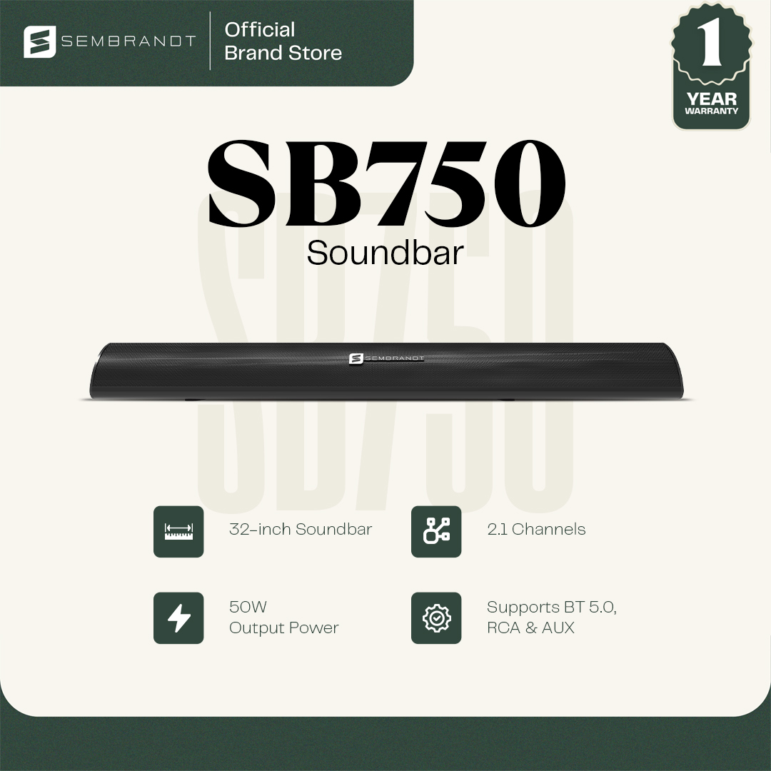 SEMBRANDT SB750 Soundbar with Built-in Subwoofer Wireless Bluetooth ...