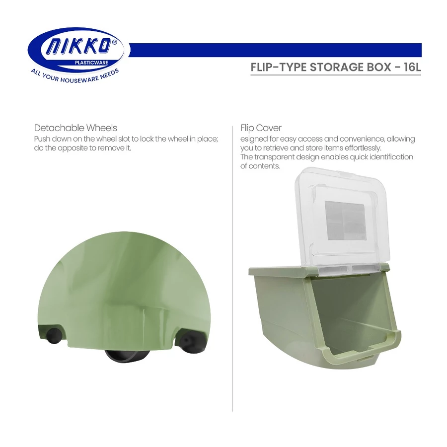Nikko Flip Top Storage Box Organizer with Wheel Organizer storage ...
