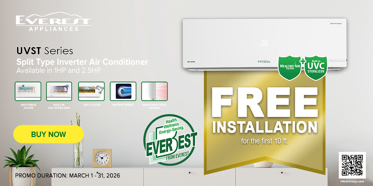 EVEREST 2.5HP Inverter Split Type Aircon/With Installation /Healthy Air ...