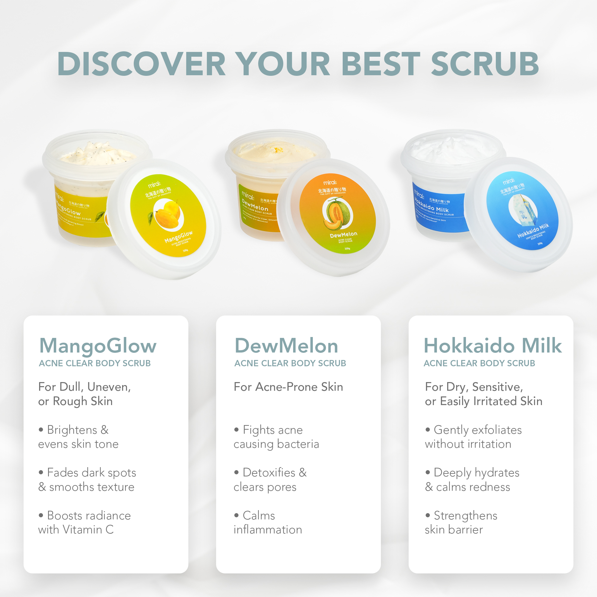 Mirai MangoGlow + DewMelon Ultra Brightening Body Scrub With Niacinamide Sakura Extract and ...