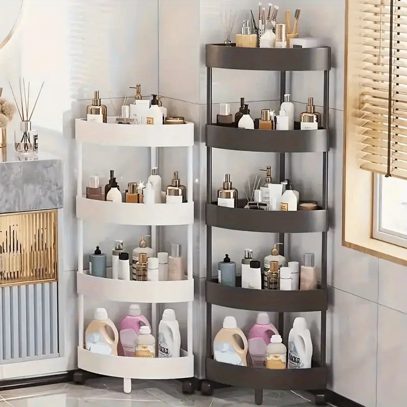 Plastic Corner Bathroom Corner Rack Trolley Bedroom Triangle Storage ...