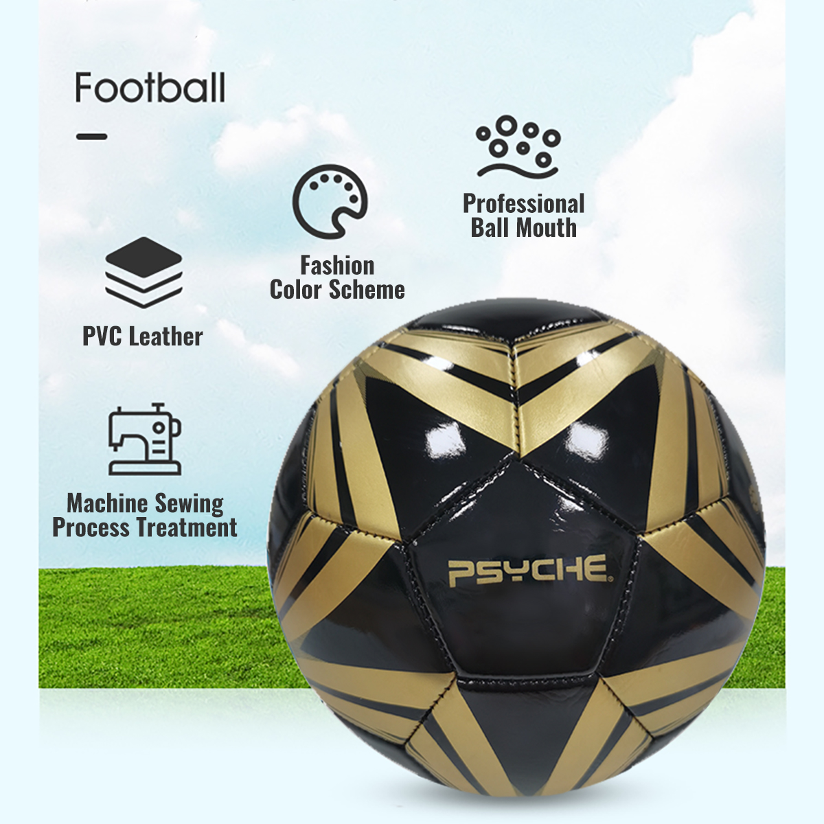 Psyche Soccer Ball Leather Football Official Size 5 Classic Outdoor ...