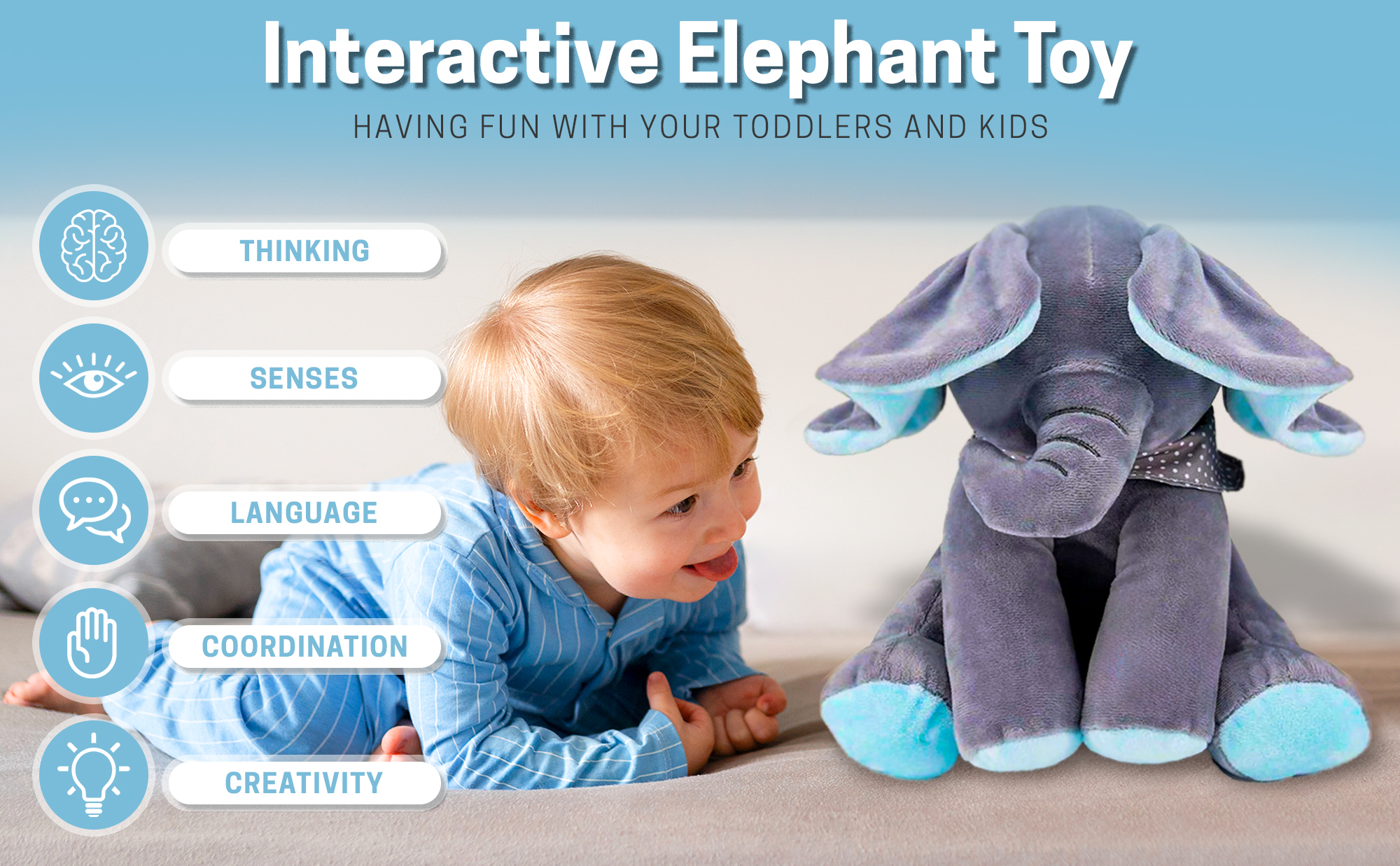 Elephant Stuffed Toys Talking Singing Stuffed Peekaboo Toy with Moving ...