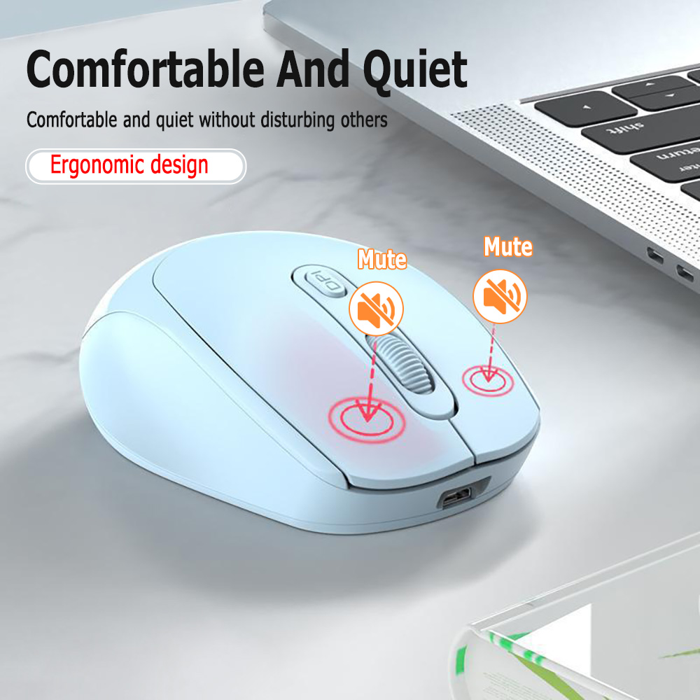 Macaron Color Silent Bluetooth Mouse BT+2.4G 4 DPI Levels Rechargeable ...