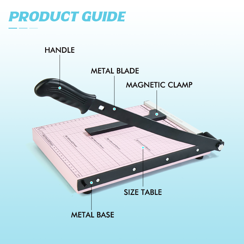 Paper Cutter A4 Manual Pink Trimmer Heavy Duty Paper Trimmer Metal Base Precision Cutting ...