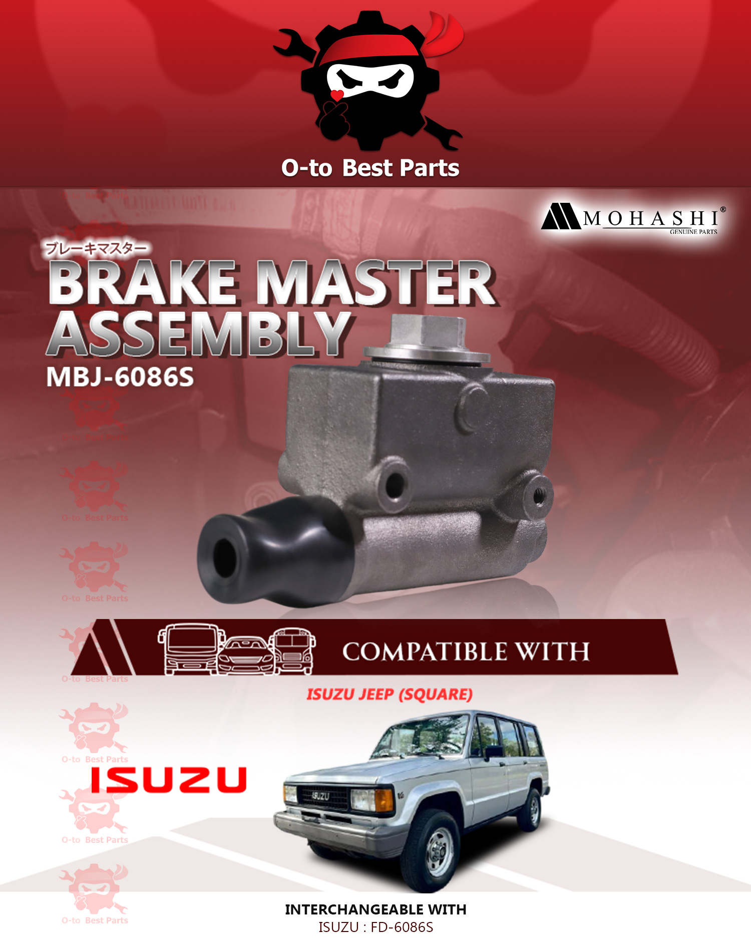 JEEP SQUARE MOHASHI BRAKE MASTER ASSEMBLY MBJ-6086S (1PC) | Shopee ...