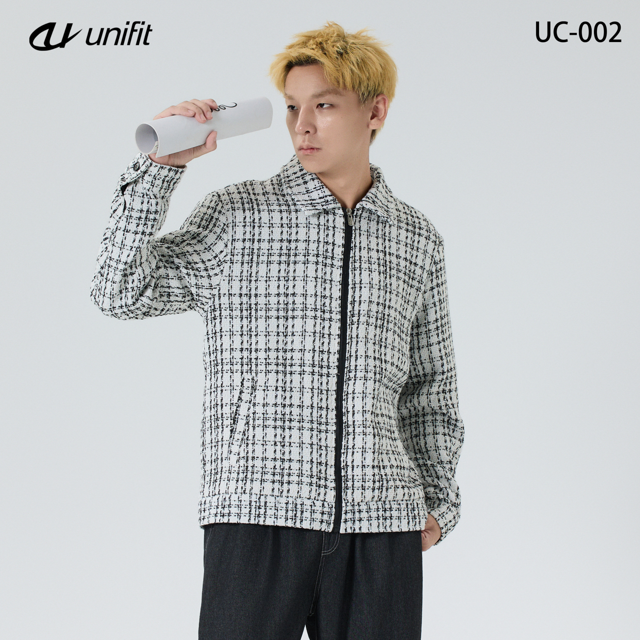 UNIFIT Plaid Textured Checkered Zip-Up Jacket UC-002 | Shopee Philippines