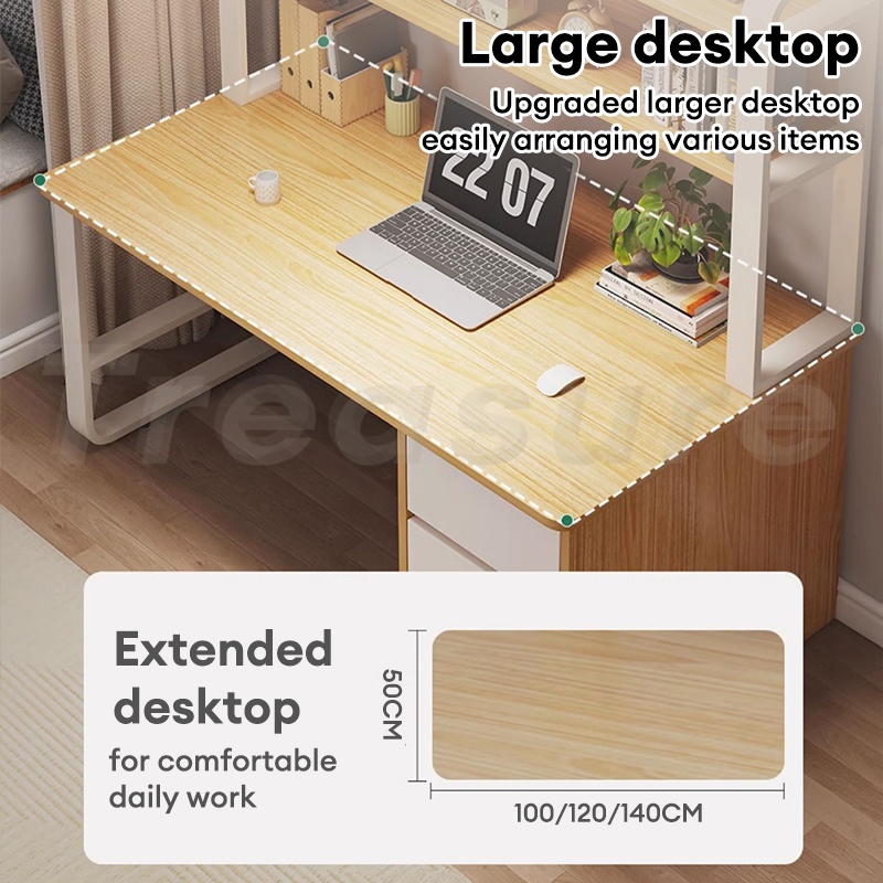 Wooden Computer Table Office Desk Gaming Standing Table Muti-Storage ...