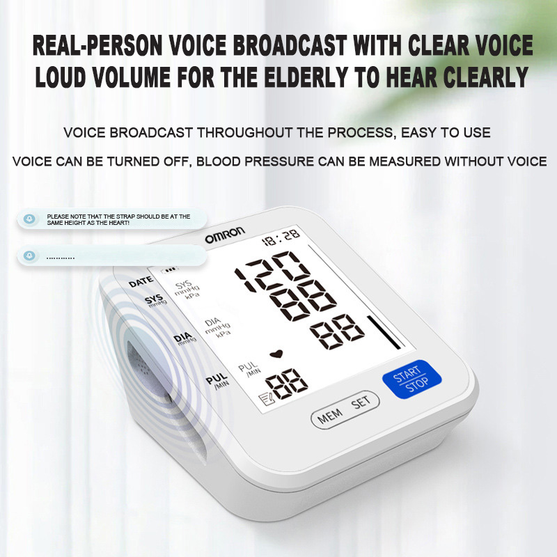 Portable Upper Arm Blood Pressure Monitor with Voice, Dual Power ...