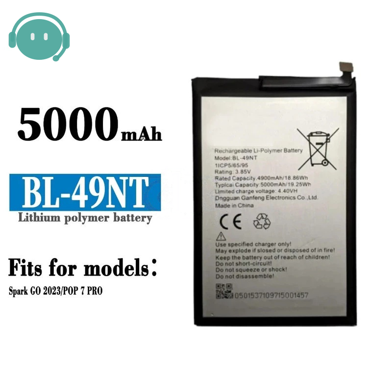 BL-49NT Tecno spark go 2023 / Spark GO 2024 /POP 7 PRO Battery BL-49NT ...