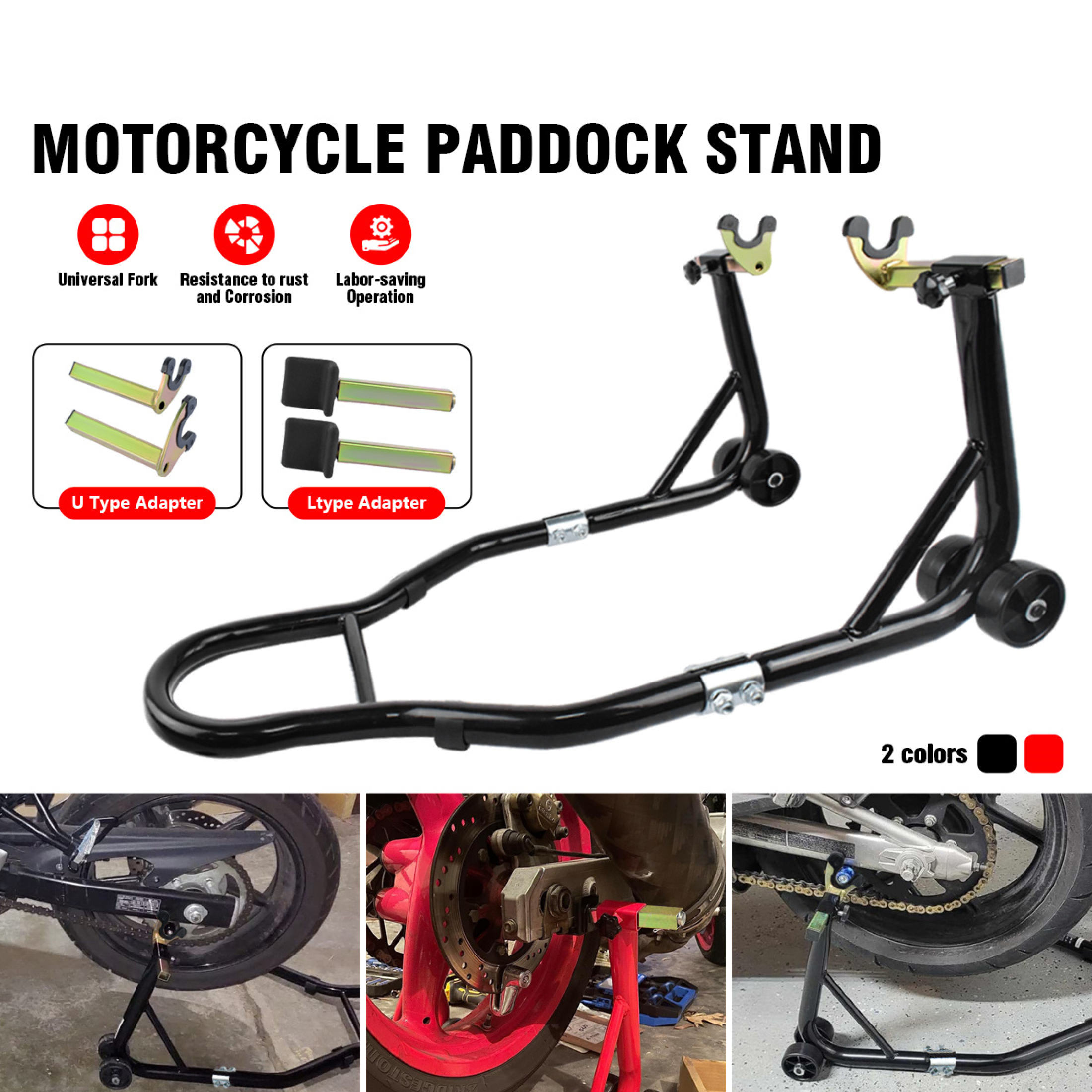Motorcycle Paddock Stand 2 In 1 Parking Bracket Front/Rear Rear Wheel ...
