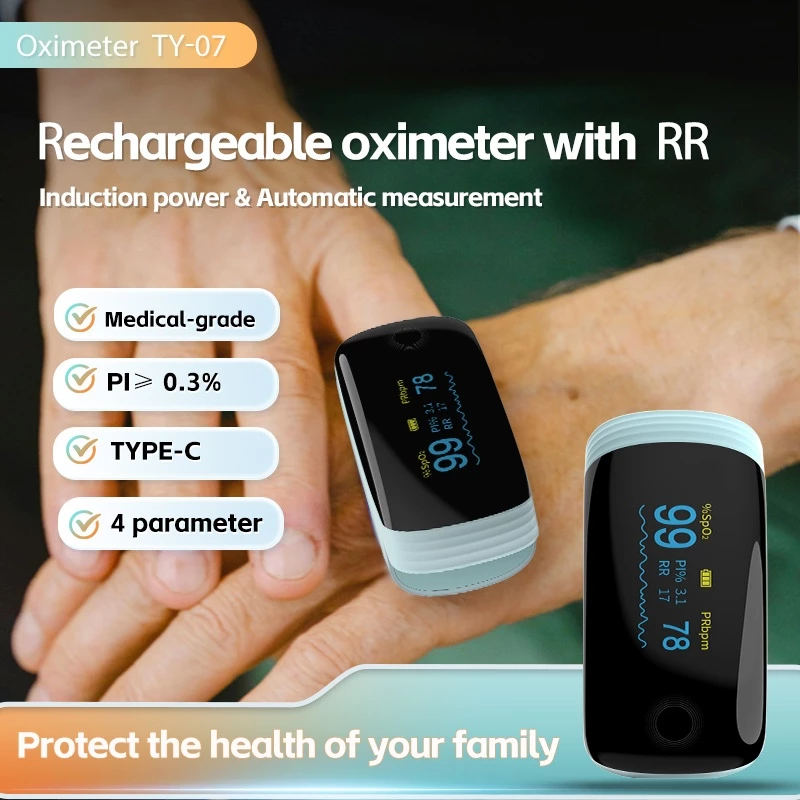 omron Pulse Finger Oximeter with Respiratory Rate Rechargeable Blood Oxymeter Digital ...