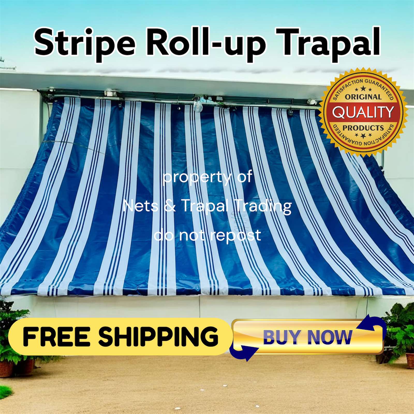 STRIPE ROLL UP AWNING LONA TRAPAL TOLDA Heavy Duty MAKAPAL MATIBAY ...
