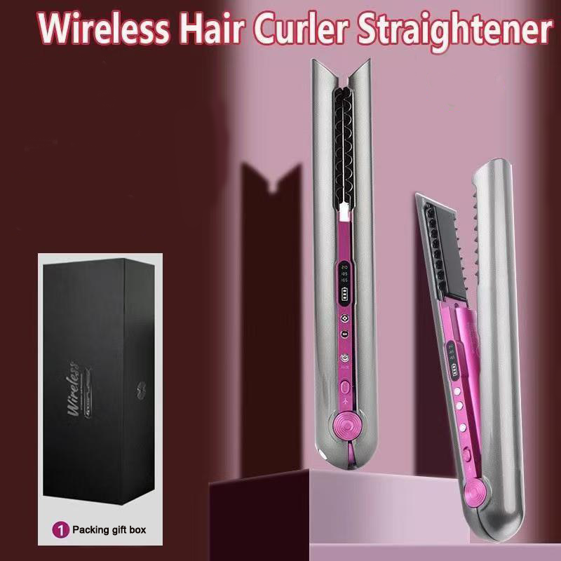 2 in 1 Cordless Hair Straightener and Curler Professional Ceramic Flat ...
