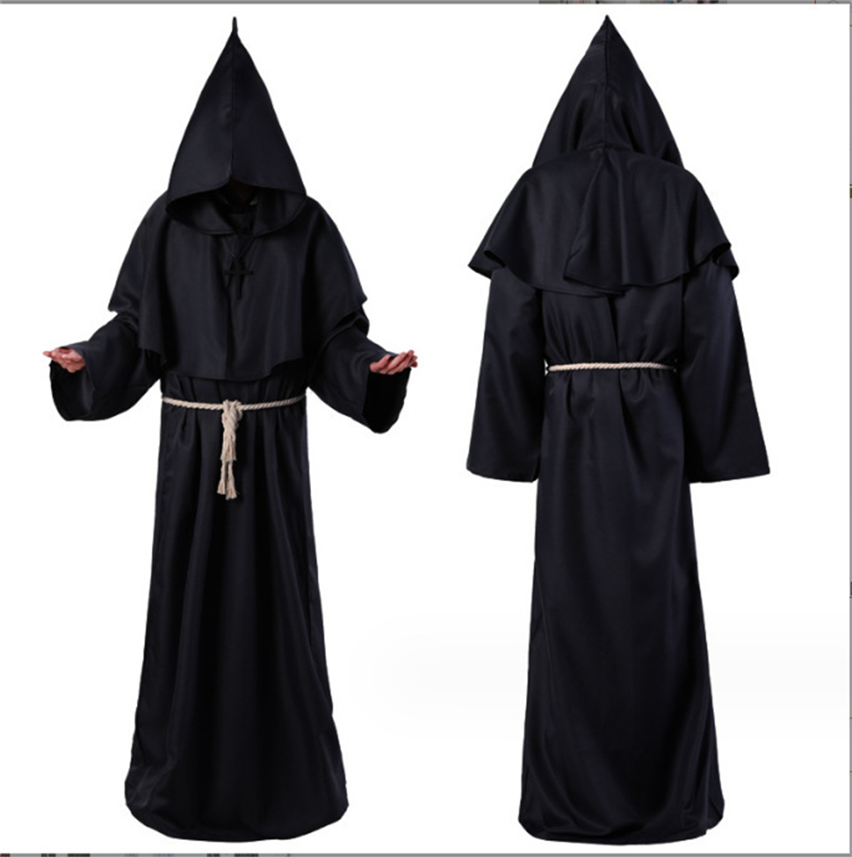 Hooded Medieval Friar Robe Costume For Halloween Cosplay Events Theme ...