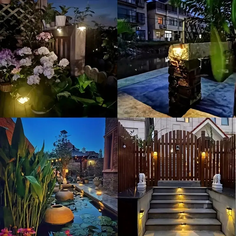 Solar Stair Light LED 4pcs Warm Lamp Waterproof Outdoor Garden Passage ...