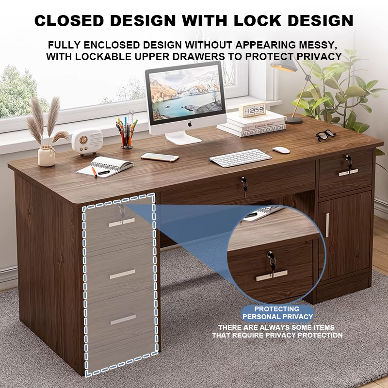 120CM office table with drawer and lock Minimalist Home Drawer Computer ...