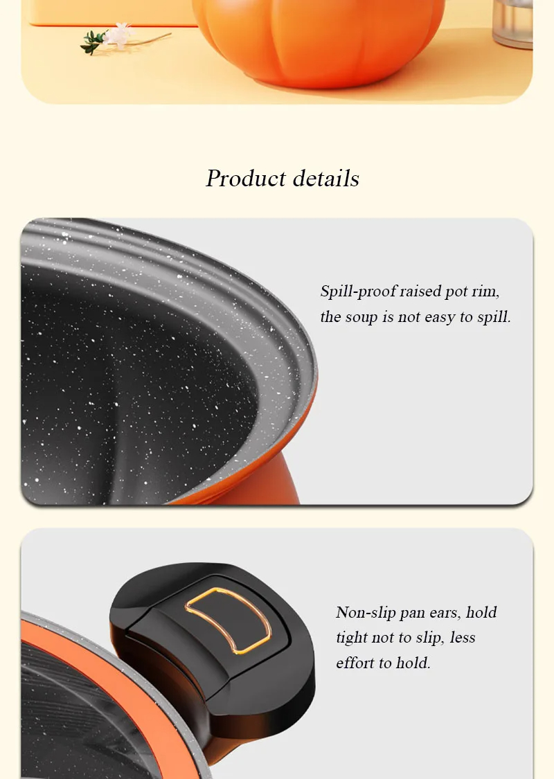 8L Pumpkin Hot Pot Multi-Functional Enamel-Coated Pressure Cooker ...